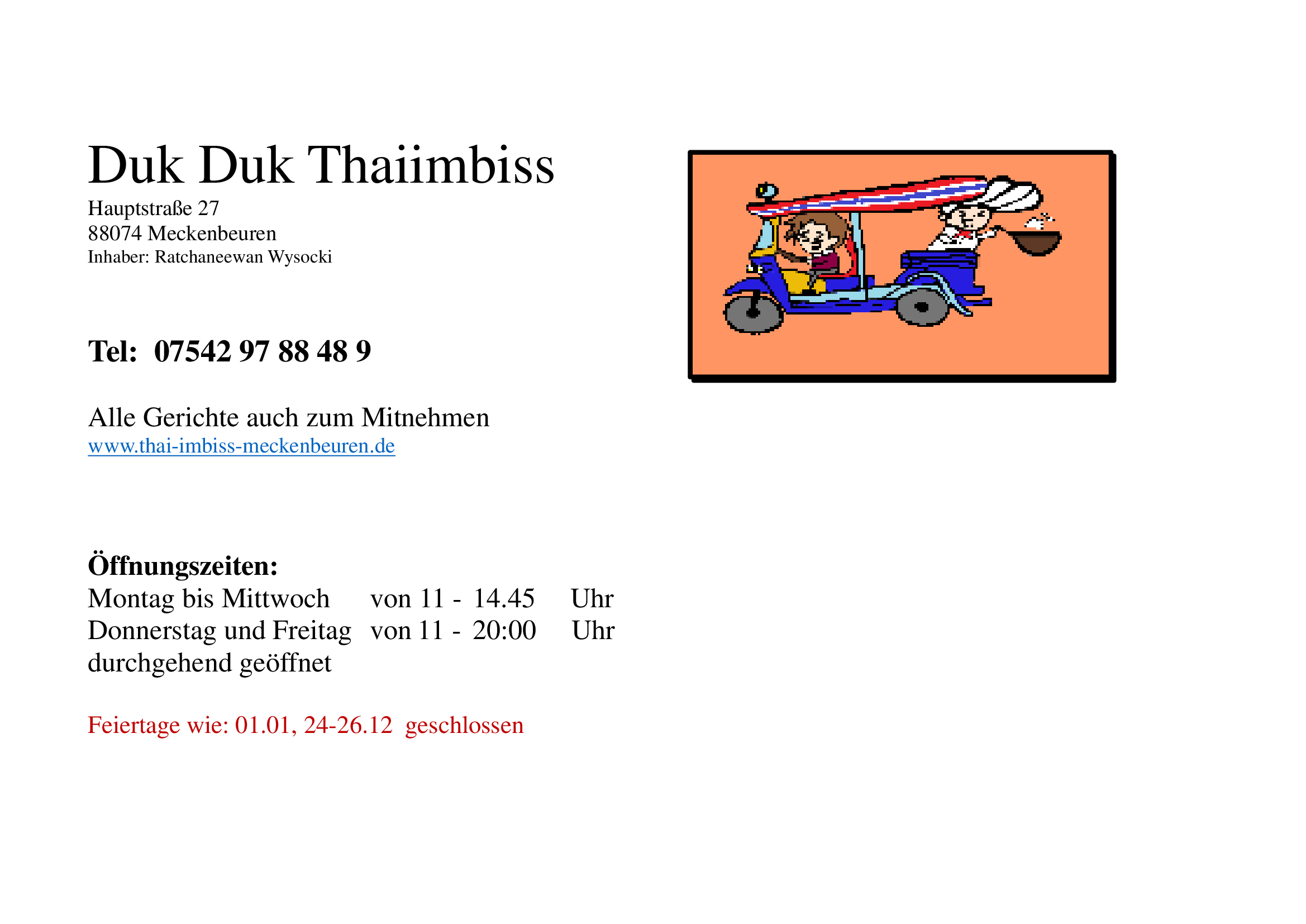 Speisekarte - Duk Duk Thai-Imbiss